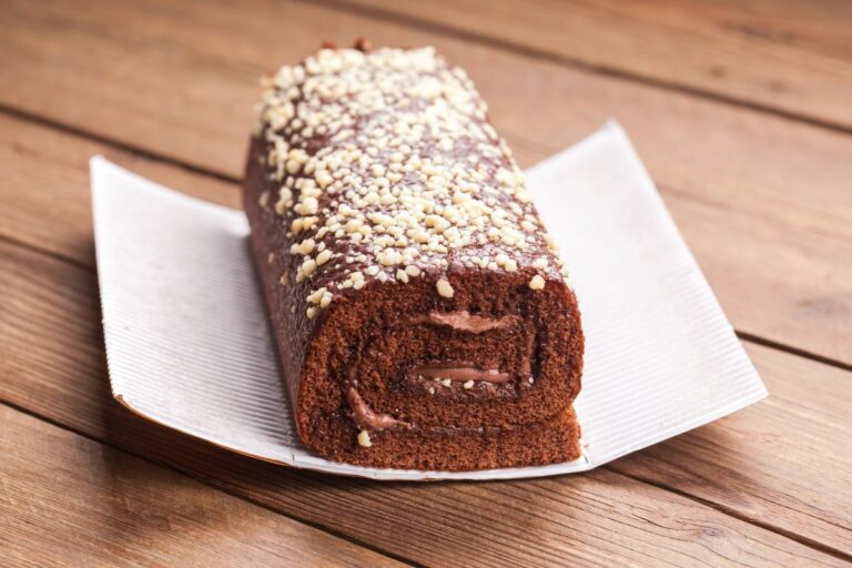 Chocolate Caramel Turtle Cake Roll - What Kate Baked